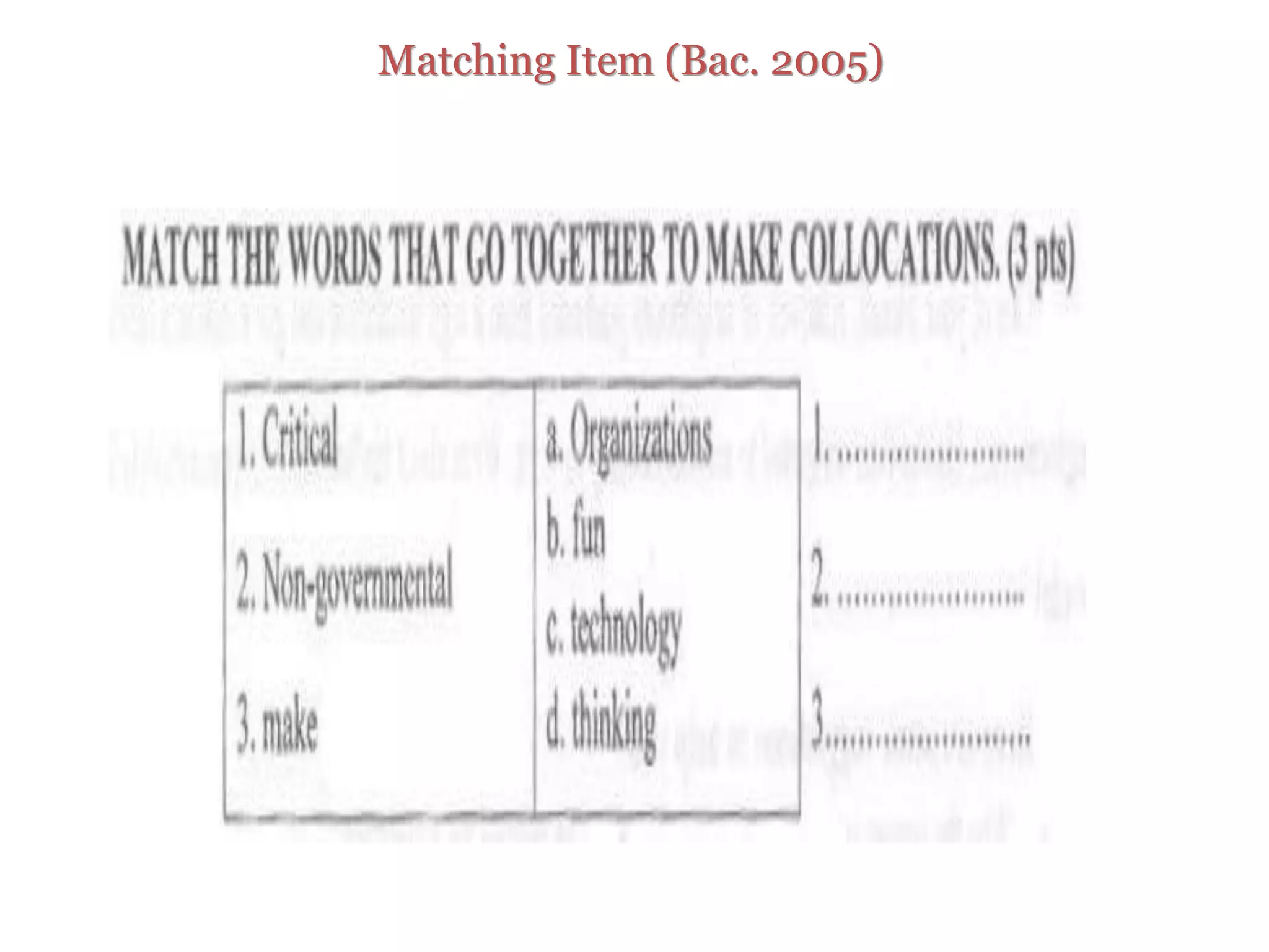 Test item formats: definition, types, pros and cons | PPTX