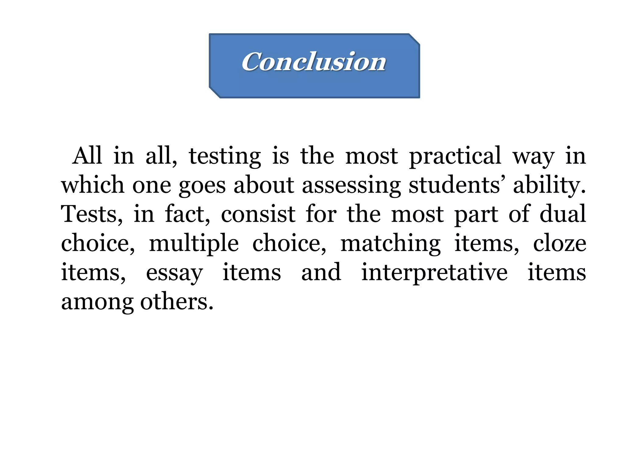 Test item formats: definition, types, pros and cons | PPTX