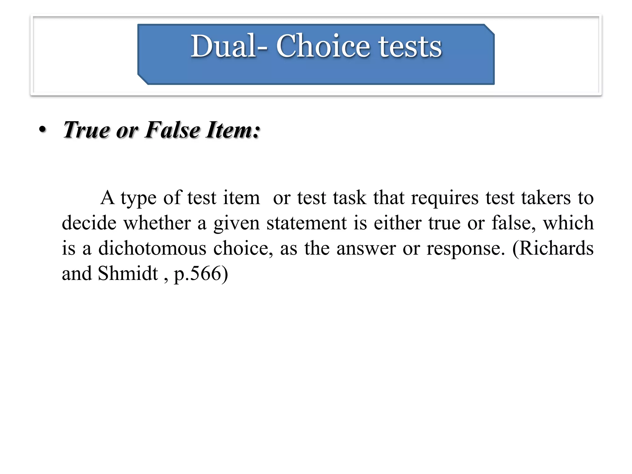 Test item formats: definition, types, pros and cons | PPTX