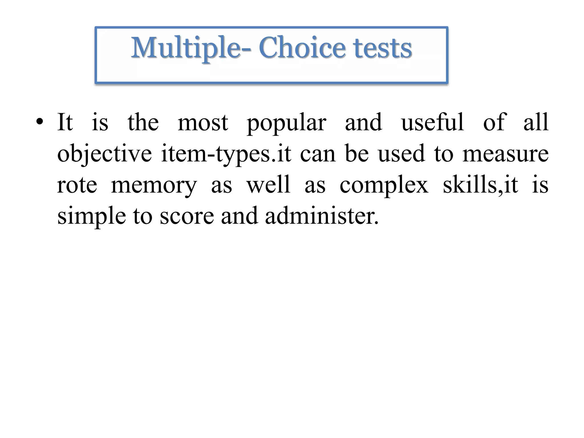 Test item formats: definition, types, pros and cons | PPTX