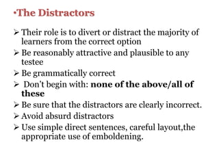 Test item formats: definition, types, pros and cons | PPTX