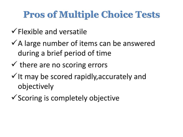 Test item formats: definition, types, pros and cons | PPTX