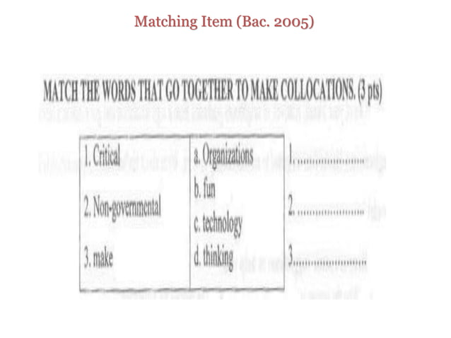 Test item formats: definition, types, pros and cons | PPTX
