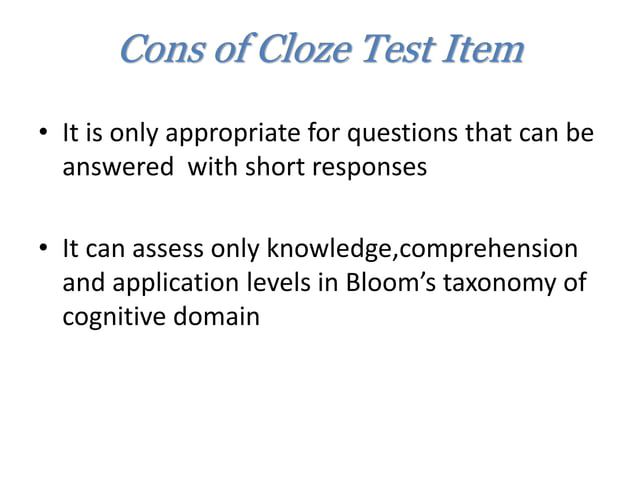 Test item formats: definition, types, pros and cons | PPTX
