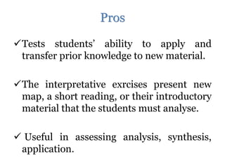 Test item formats: definition, types, pros and cons | PPTX