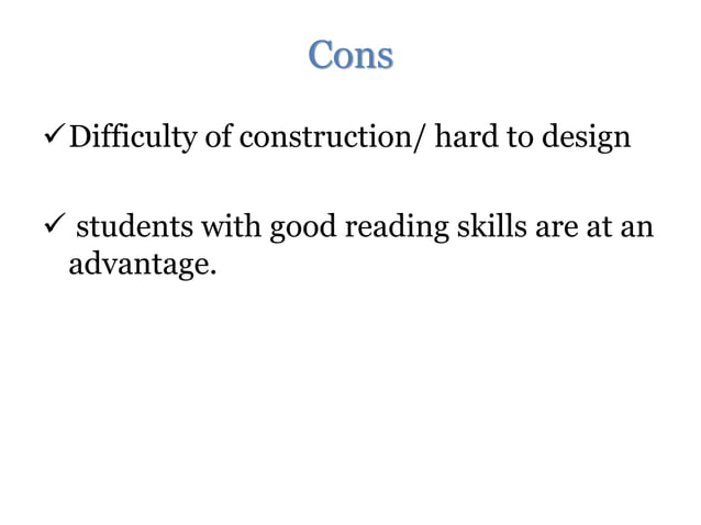 Test item formats: definition, types, pros and cons | PPTX