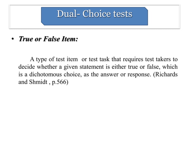 Test item formats: definition, types, pros and cons | PPTX