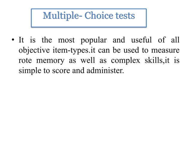 Test item formats: definition, types, pros and cons | PPTX