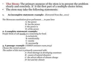 Test item formats: definition, types, pros and cons | PPTX