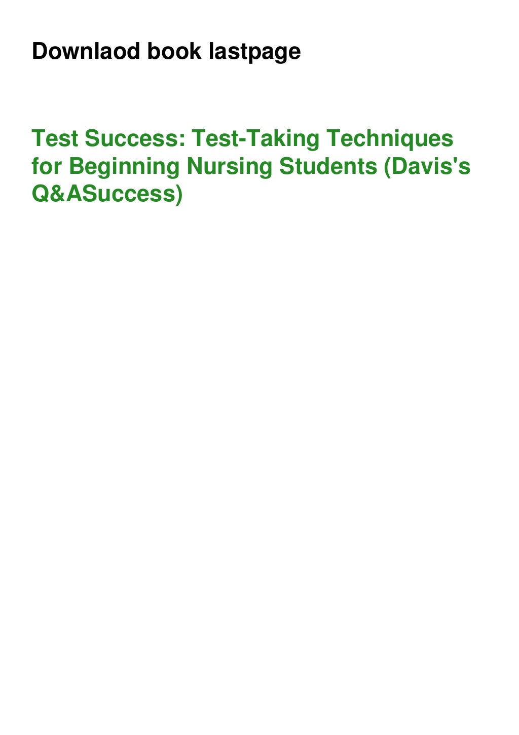 ⚡Read Test Success: Test-Taking Techniques for Beginning Nursing ...