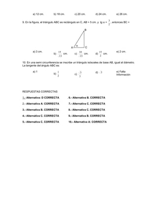Test trigonometria basica. | PDF