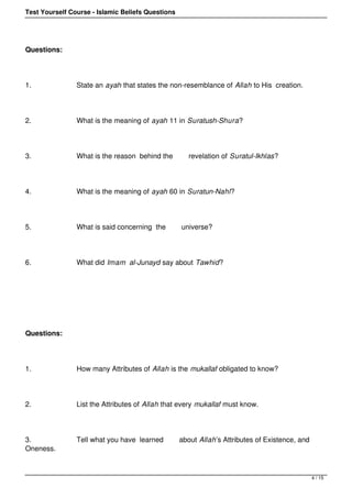 Test Your BASIC Islamic Knowledge | PDF | Islam | Religion & Spirituality