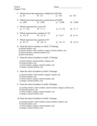 TechMathII - Chapter1Test | DOC