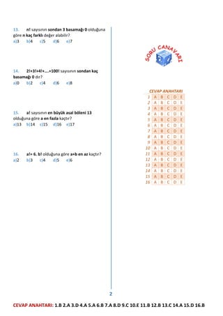 Test 1 Faktöriyel | PDF