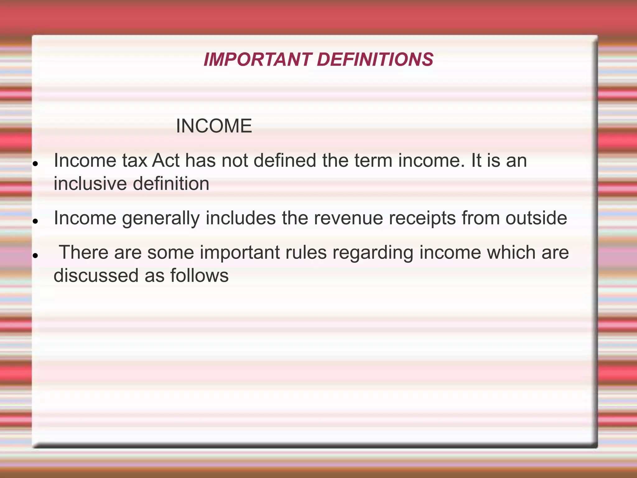 INCOME TAX BASIC CONCEPT | PPT