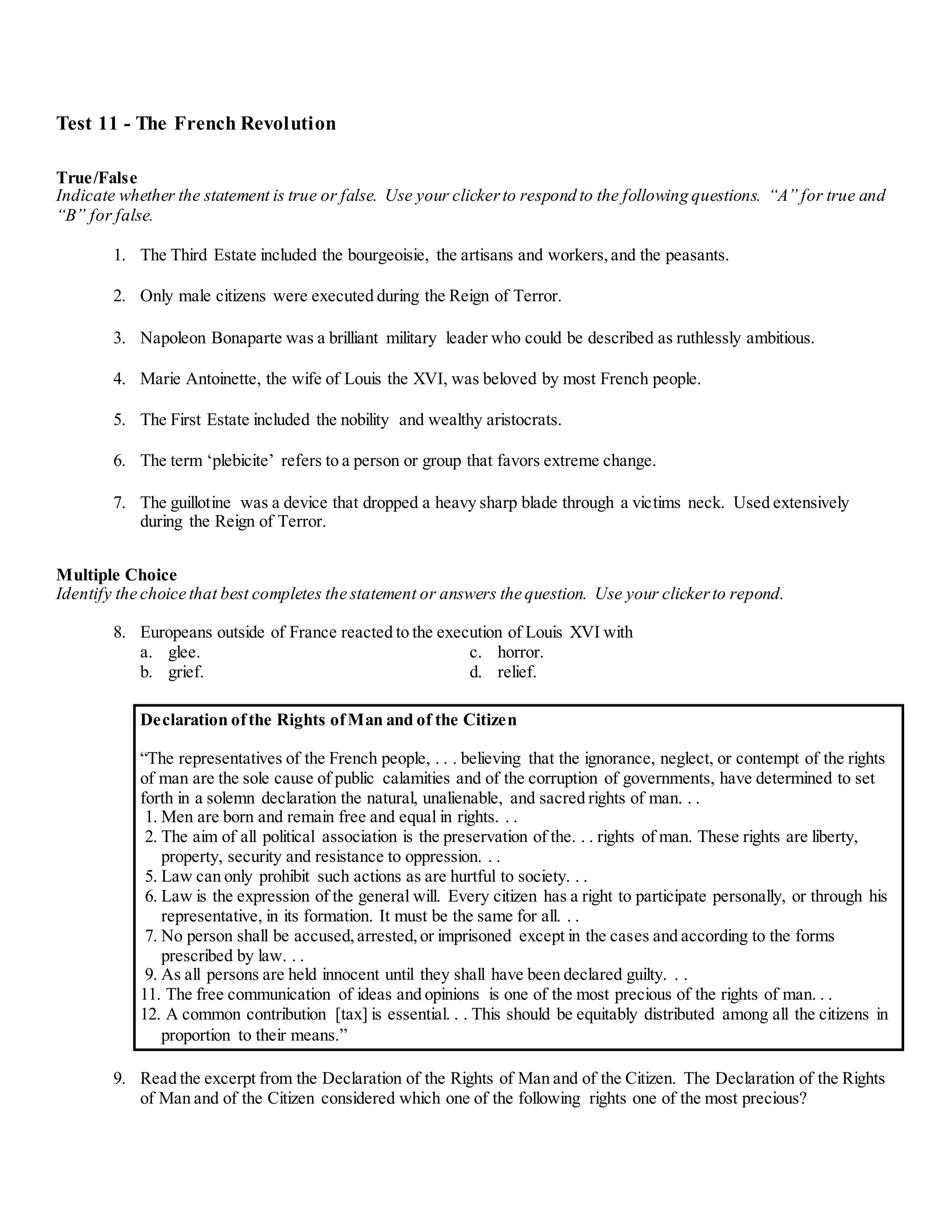 CAPE History French revolution | PDF