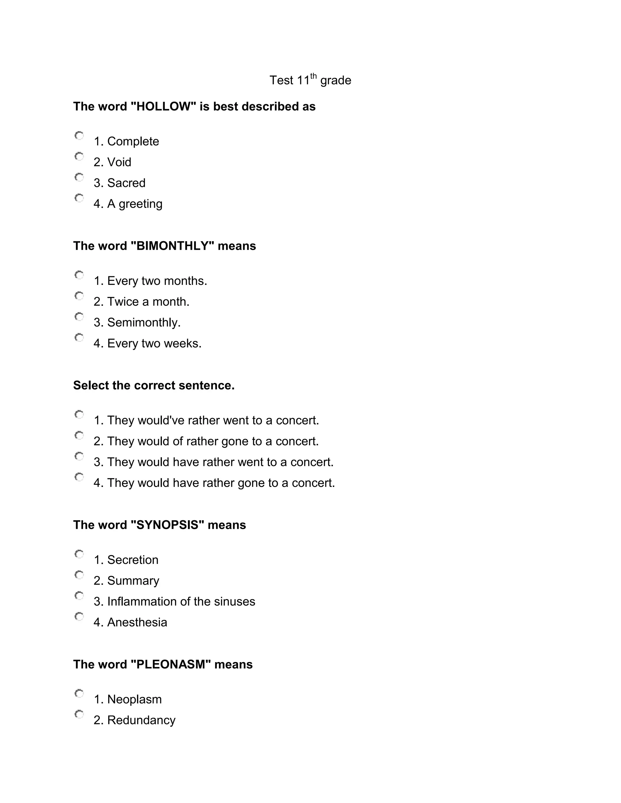 Test 11th Grade PDF test-11th-grade-pdf