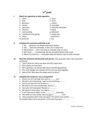 Test 11th grade | DOCX