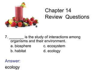 Test 14 review questions | PPT | Biological Sciences | Science