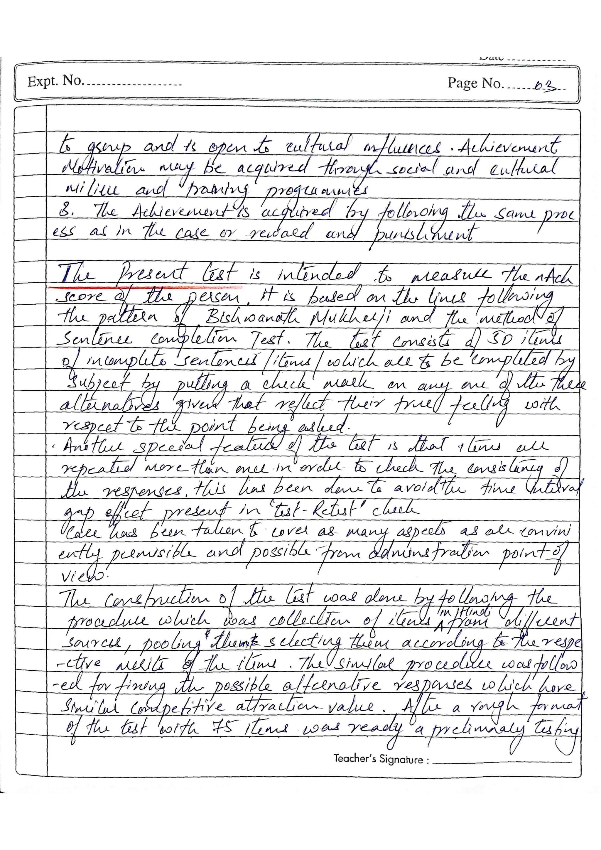 TEST ACMT Achievement Motivation Test Bhargava MA Psy Sem3 2022-24 | PDF