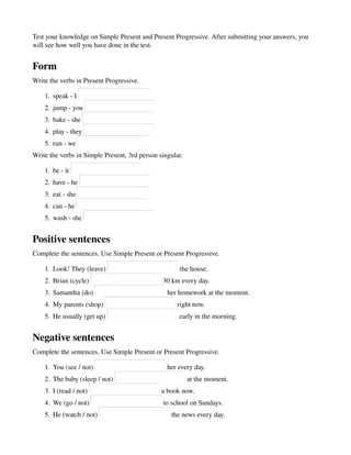Test 1 present simple and present continuous | PDF