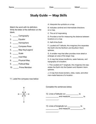 Map Skills - Study Guide | PDF