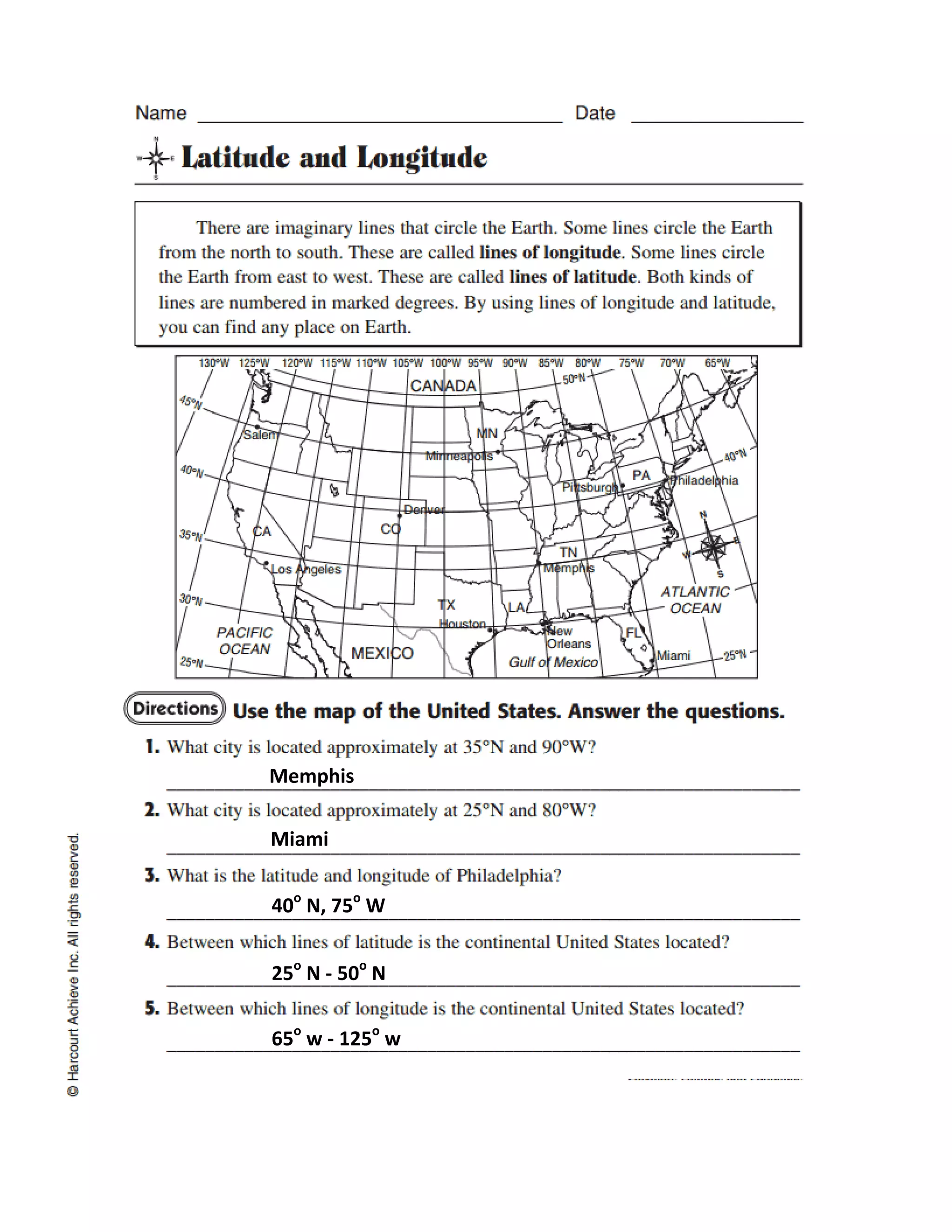 Map Skills - Study Guide (KEY) | PDF
