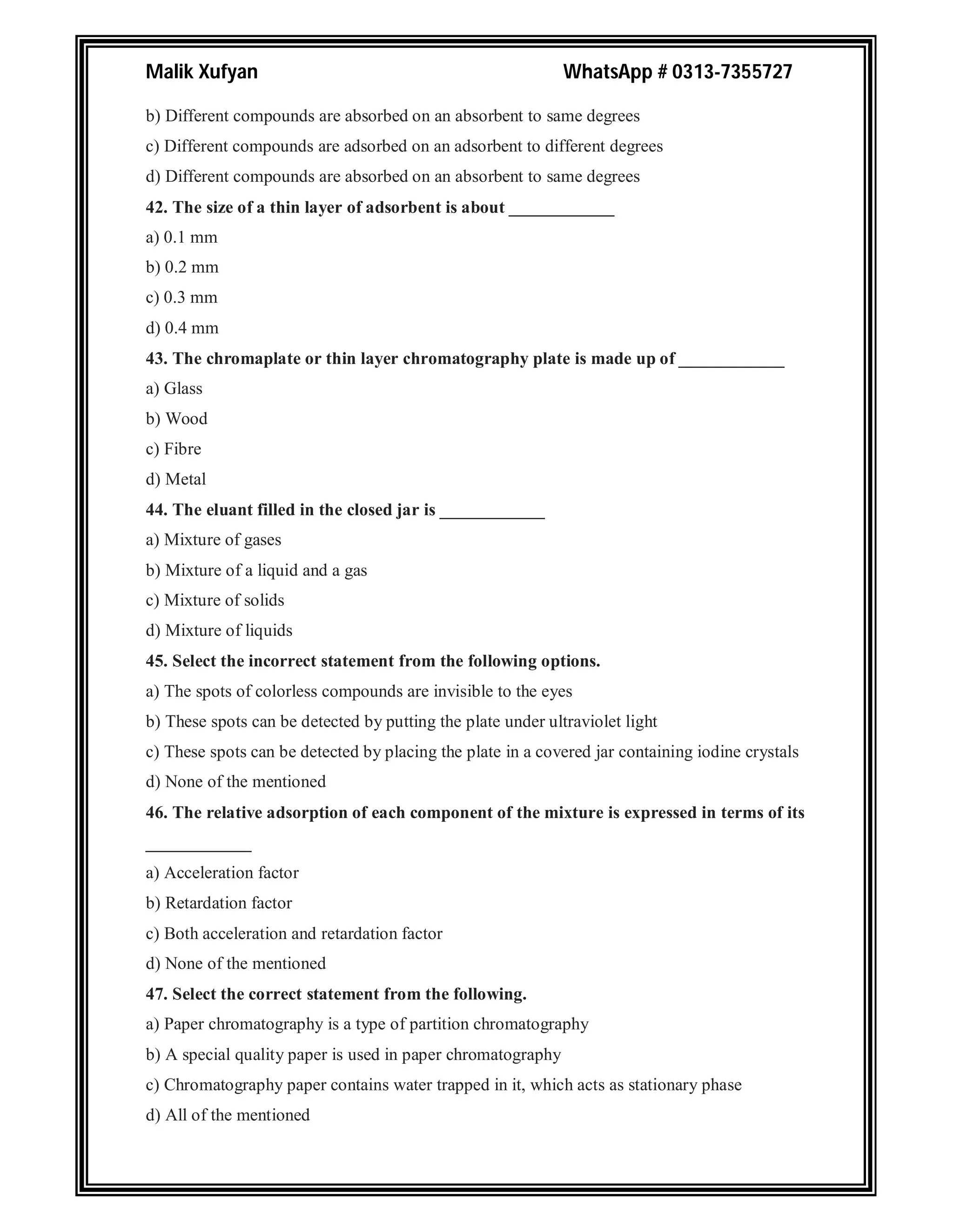 PPSC Chemistry Lecturer Preparation (Test # 22)- Malik Xufyan | PDF