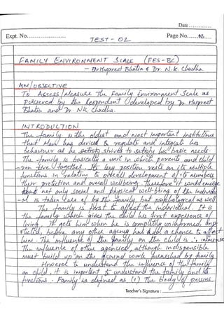 TEST FES BC Family Environment Scale Bhatia & Chadha MA Psy Sem3 2022 ...