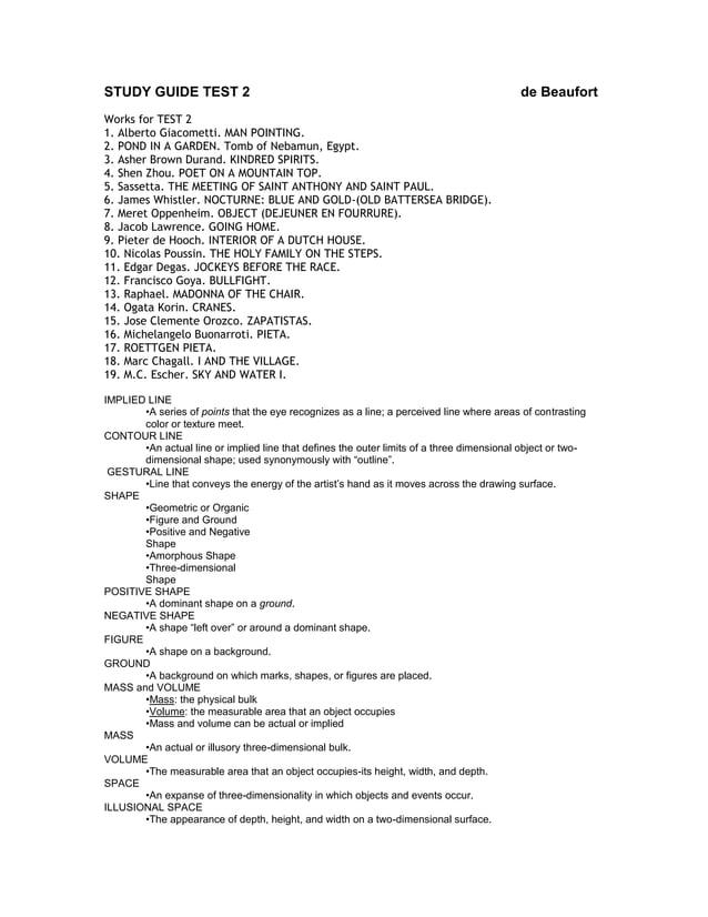 Art Appreciation Test 2 study guide | PDF