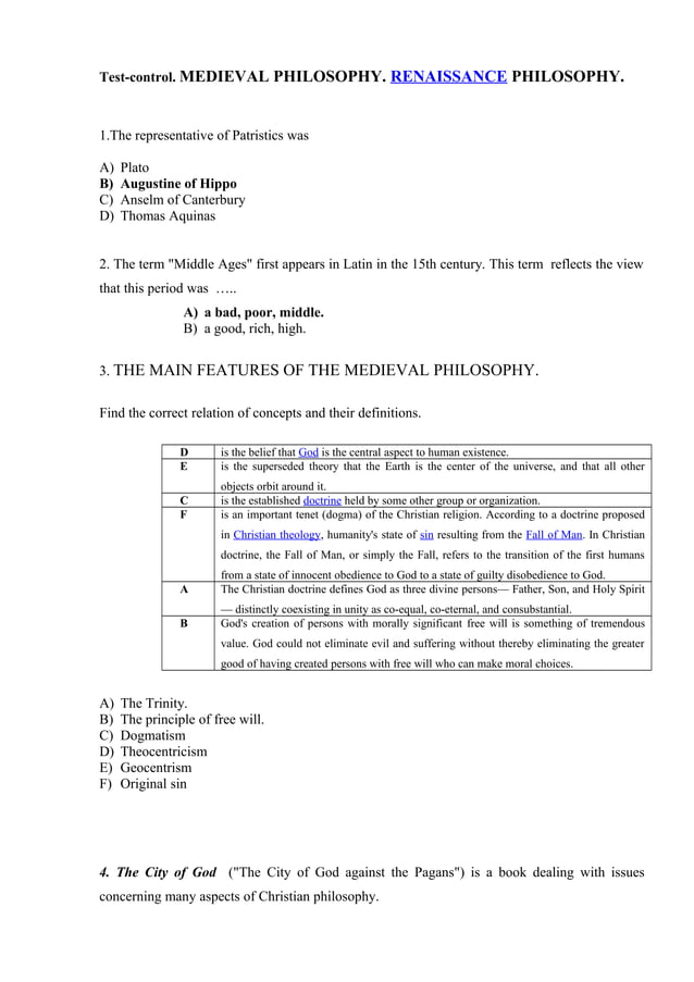 medieval philosophy. renaissance philosophy. | DOC