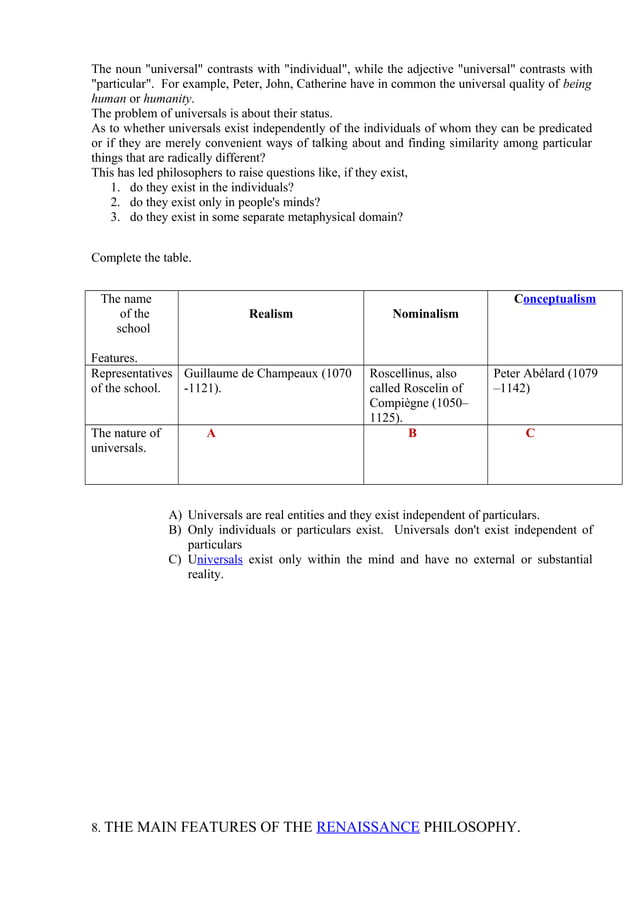 medieval philosophy. renaissance philosophy. | DOC