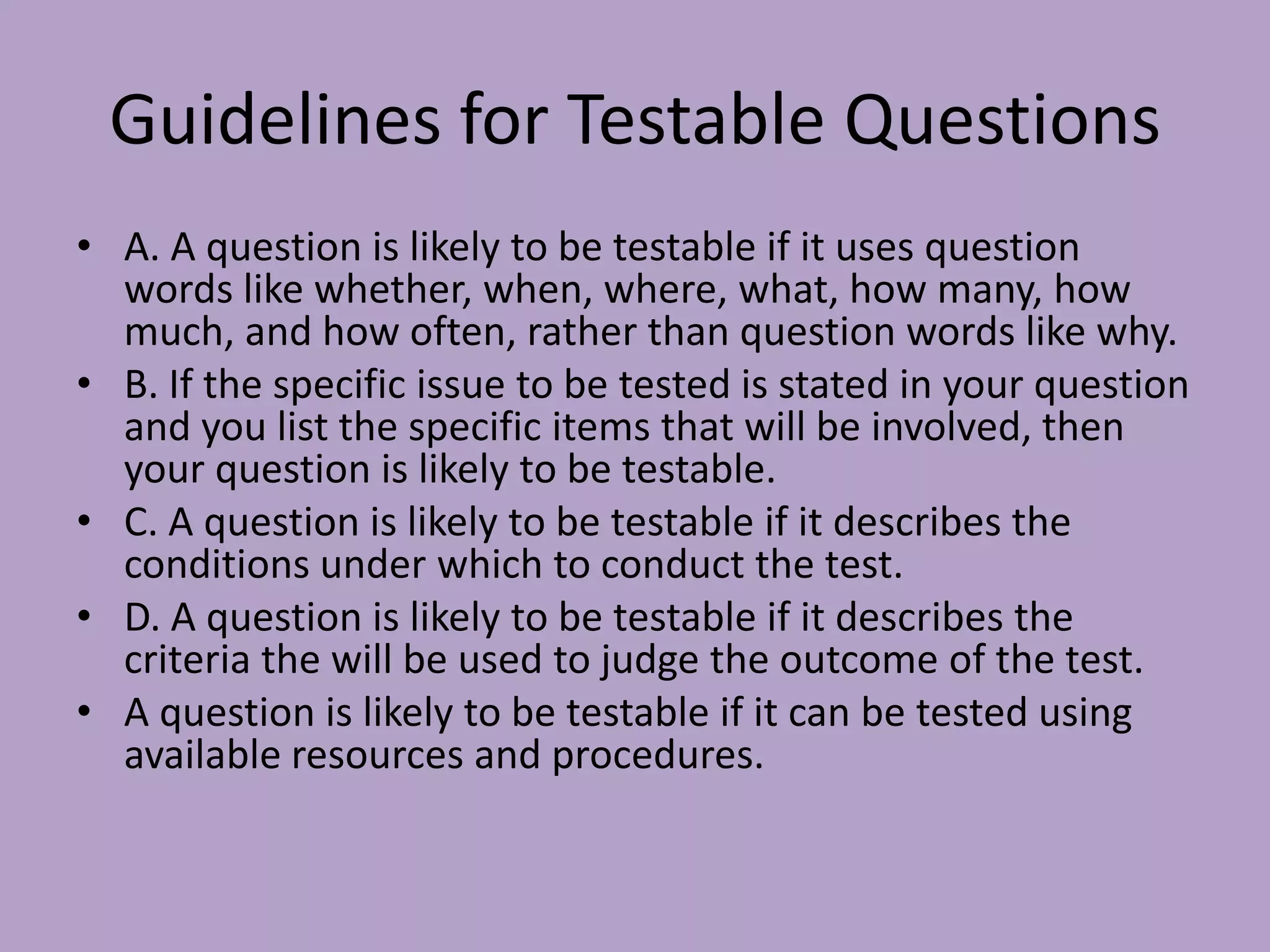 Testable Questions | PPTX