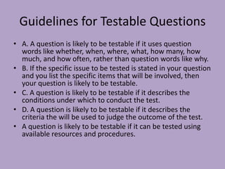 Testable Questions | PPTX