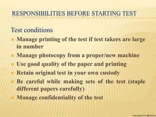 Test administration (Educational Assessment) | PPTX