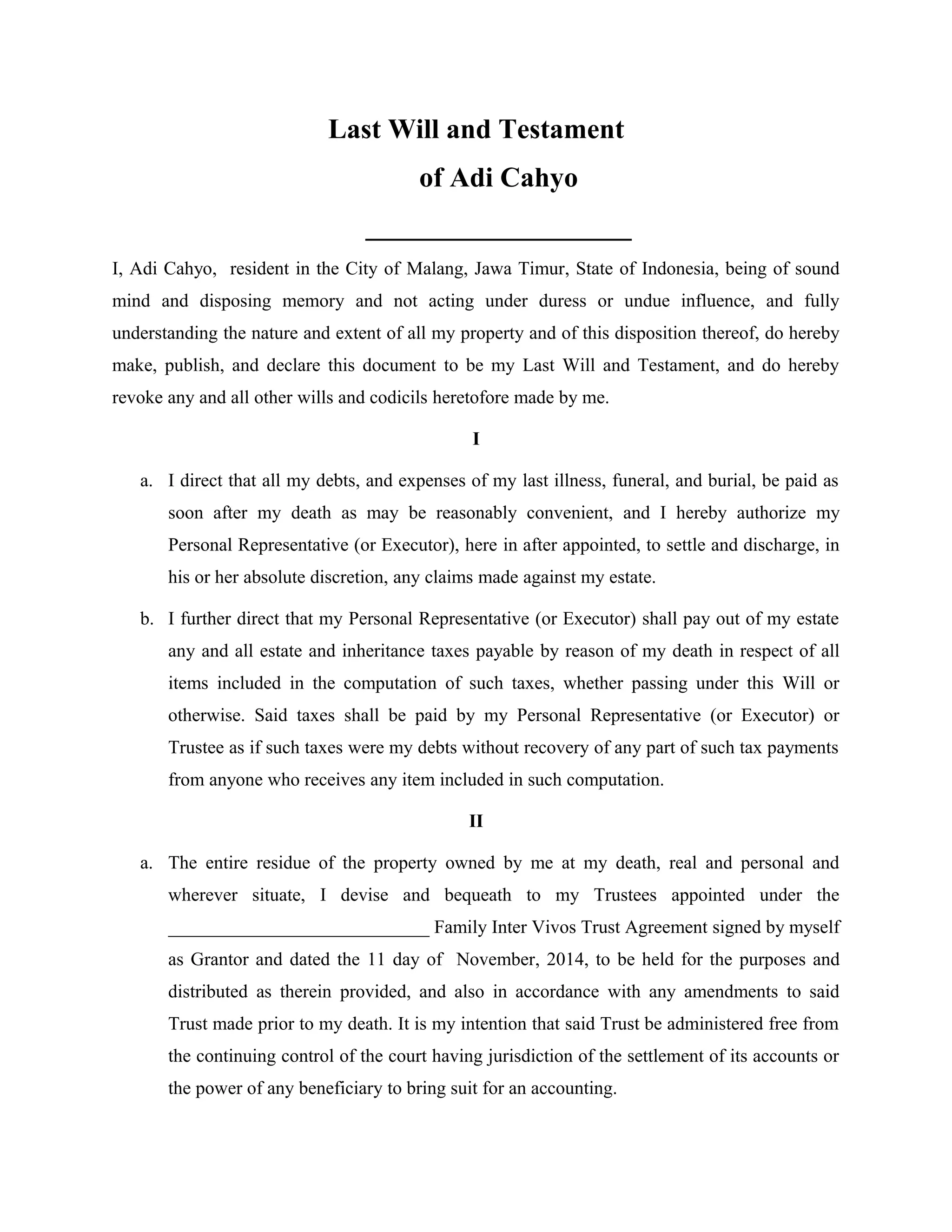 Testament example | DOC