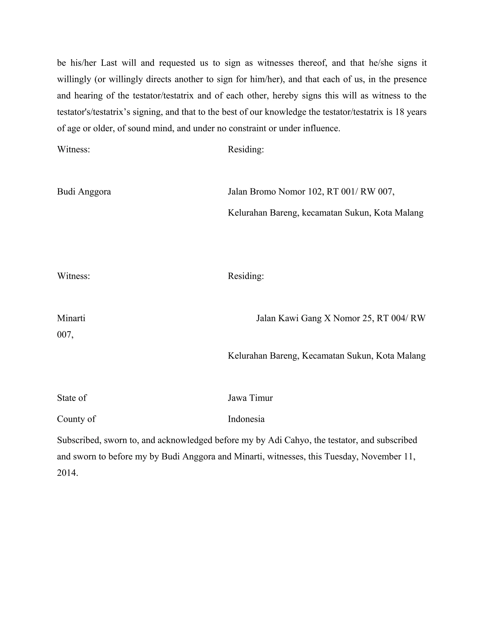 Testament example | DOC