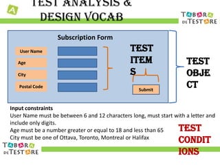 Test analysis & design good practices@TDT Iasi 17Oct2013 | PPSX