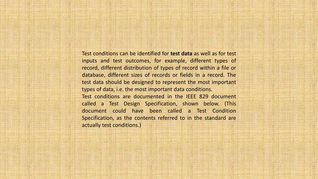 Test analysis identifying test conditions | PPT