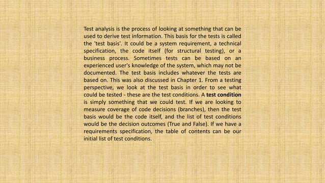 Test analysis identifying test conditions | PPT