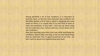 Test analysis identifying test conditions | PPT