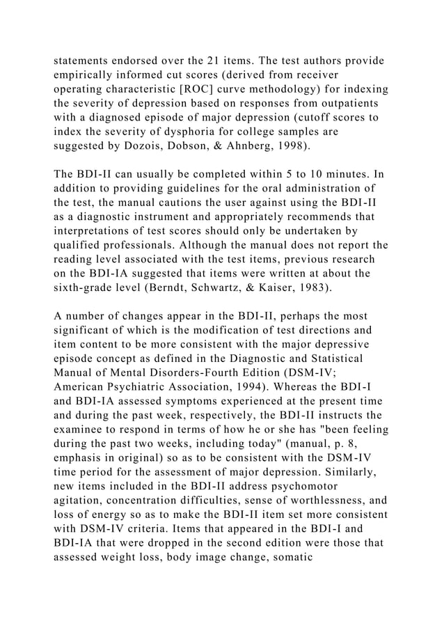 Test and MeasurementsBecks Depression Inventory II Test Review.docx