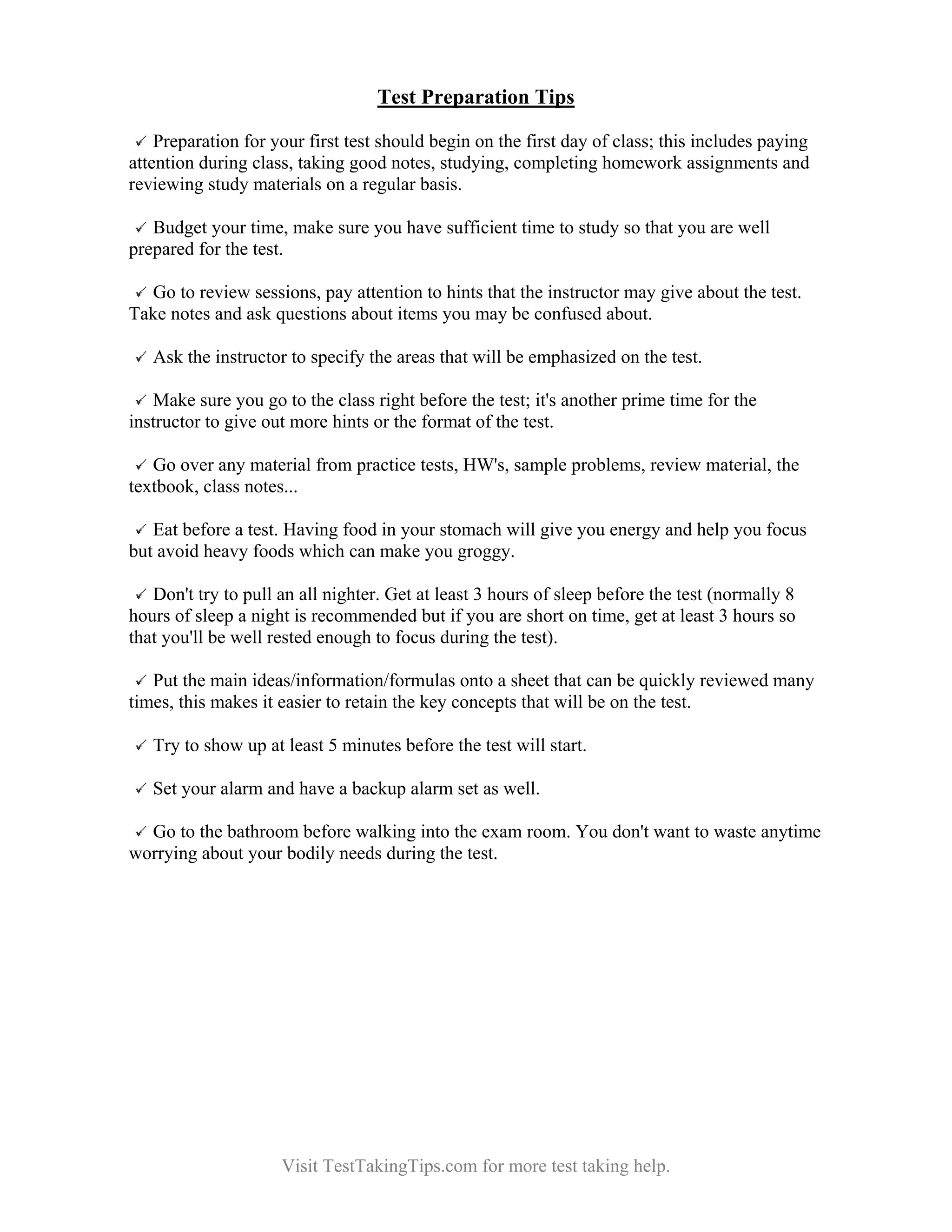 Test and study tips | PDF