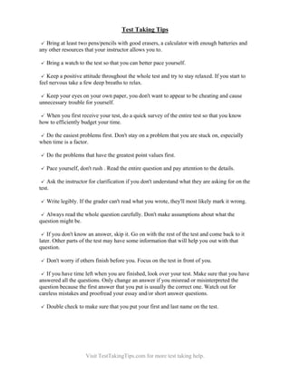 Test and study tips | PDF