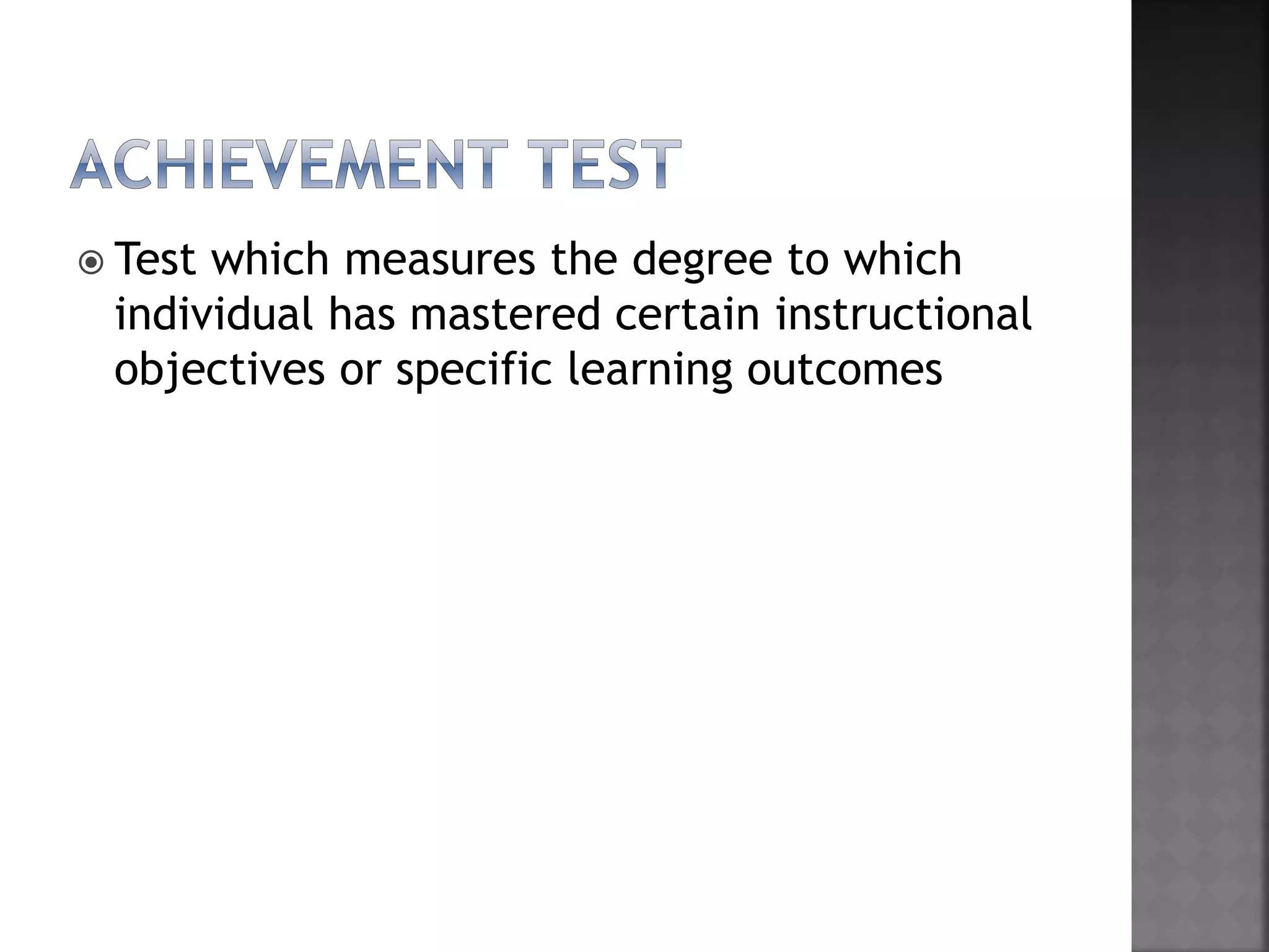 Test and types of test in education | PDF