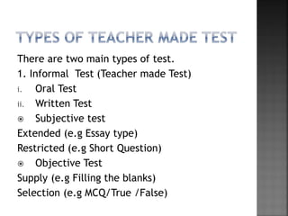 Test and types of test in education | PDF