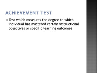 Test and types of test in education | PDF