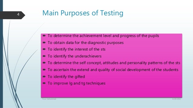 Test and types of tests