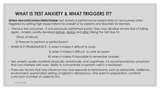 TEST ANXIETY: WHAT TRIGGERS IT AND WHAT CAN WORK? | PDF