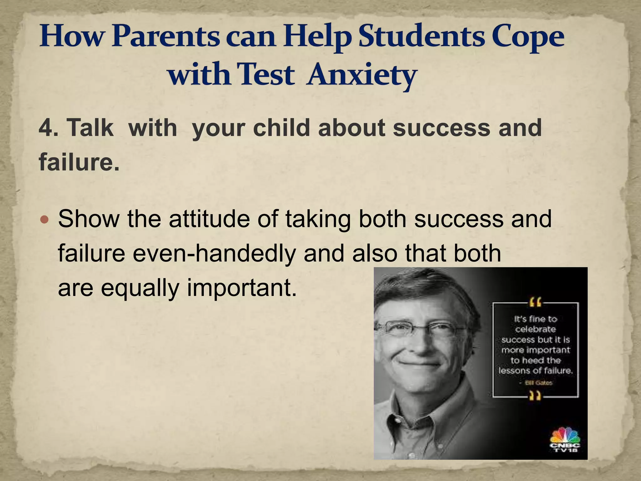 ROLE OF PARENTS AND TEACHERS IN OVERCOMING TEST ANXIETY | PPT